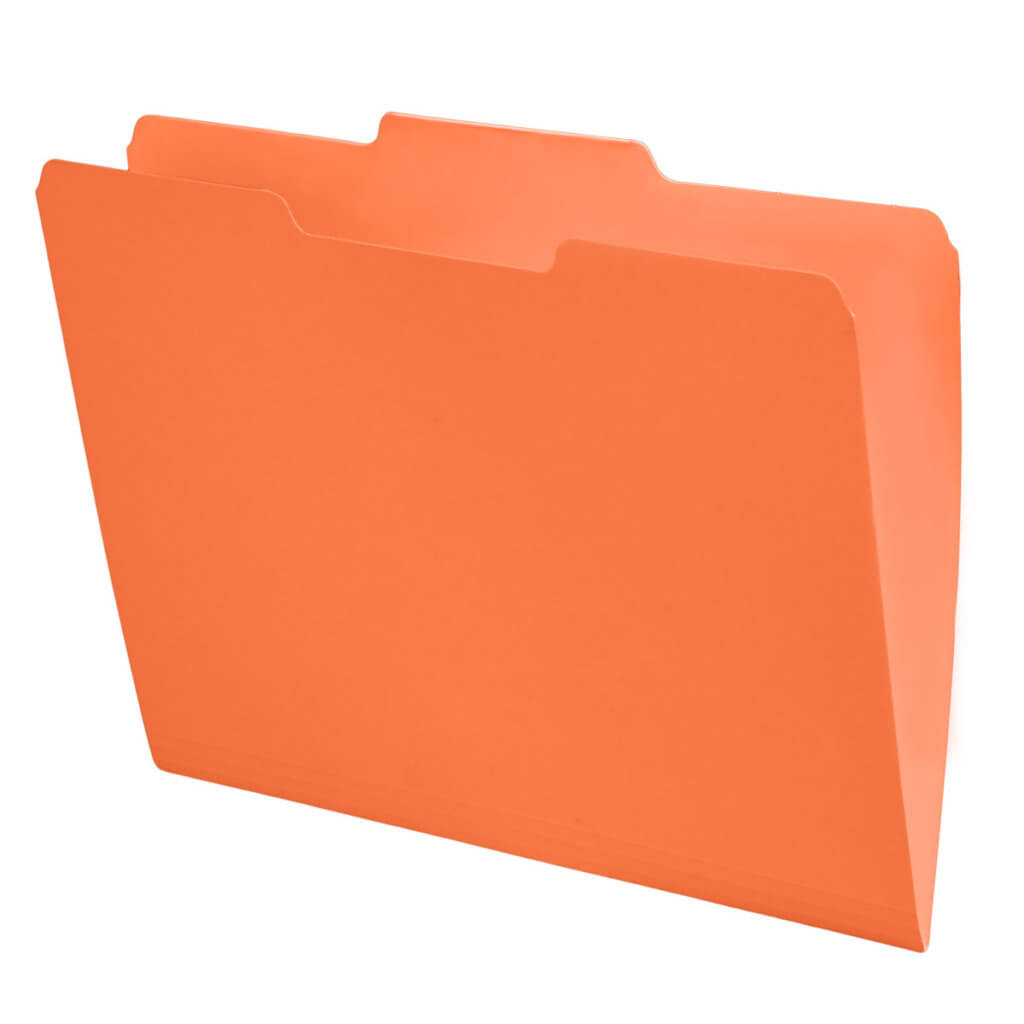 Orange Letter Size Reinforced Top Tab Folder with 1/3 Cut Assorted Top ...