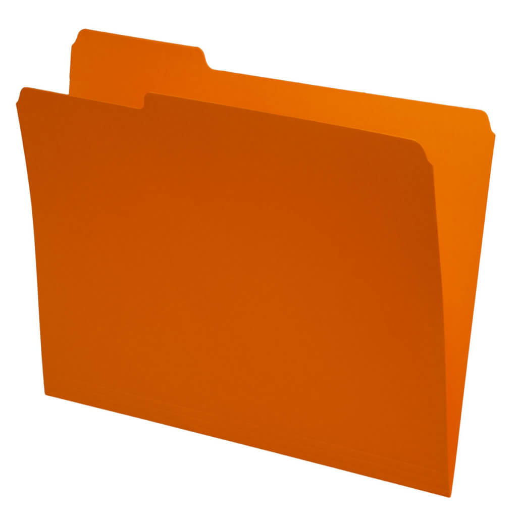 Orange Letter Size Reinforced Top Tab Folder with 1/3 Cut Assorted Top ...